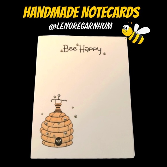 Office | Handmade Beehive Bee Happy Note Cards My Art | Poshmark